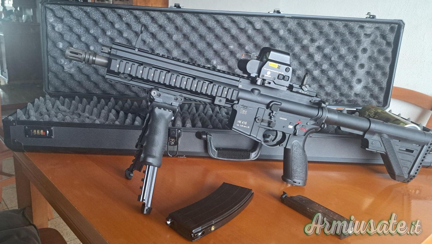 Carabine Softair | Armiusate.it | fucile HK416 GBB Umarex Full Metal Softair nero con bipede ...